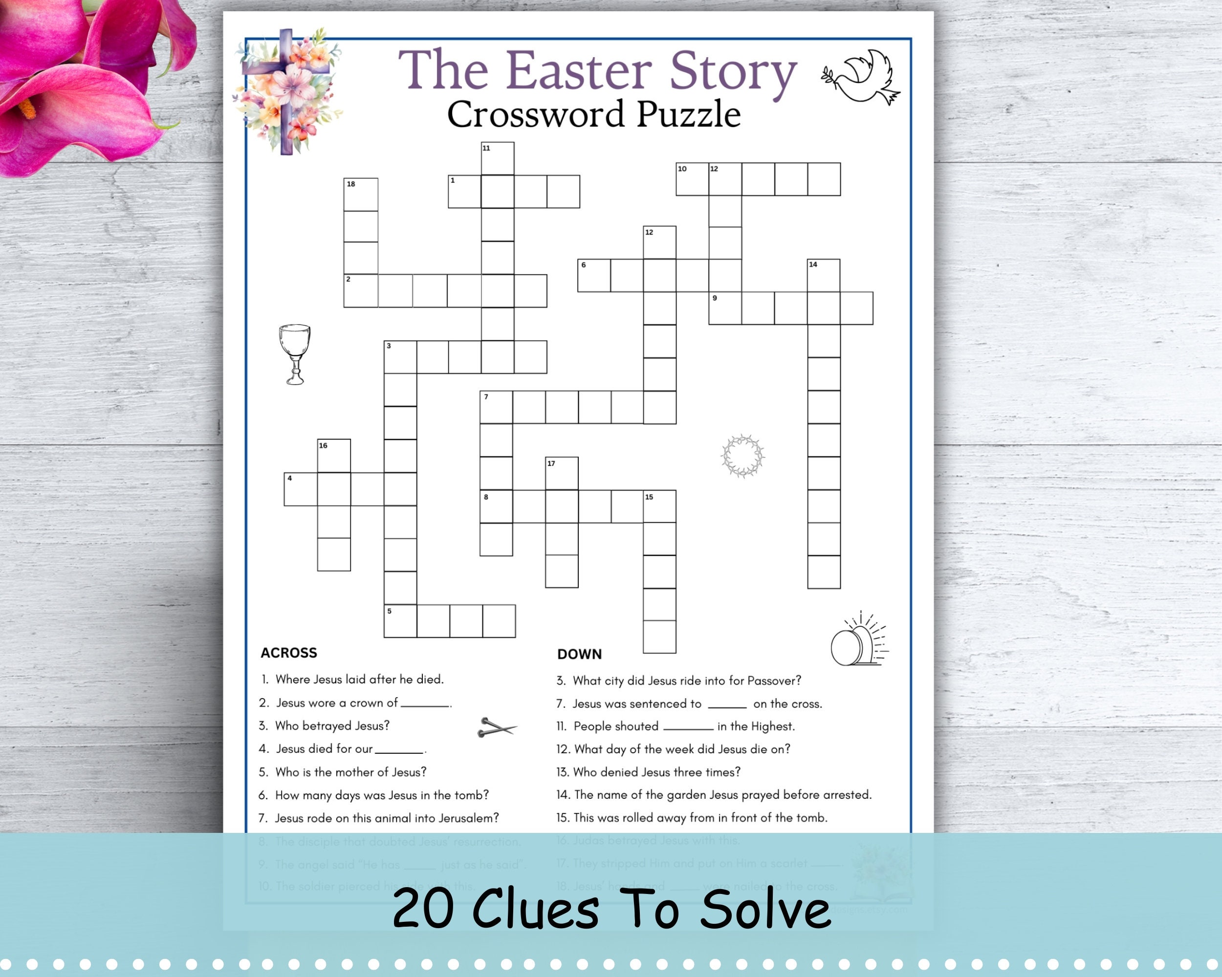 Christian Easter Crossword Puzzle Easter Games Printable Holy Week ...