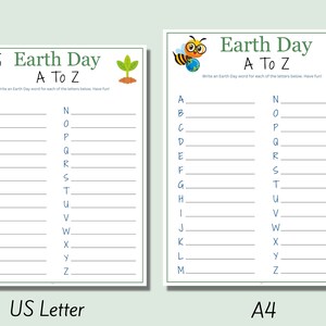 Earth Day Alphabet A to Z Game, Earth Day Printable Games, Activity for ...