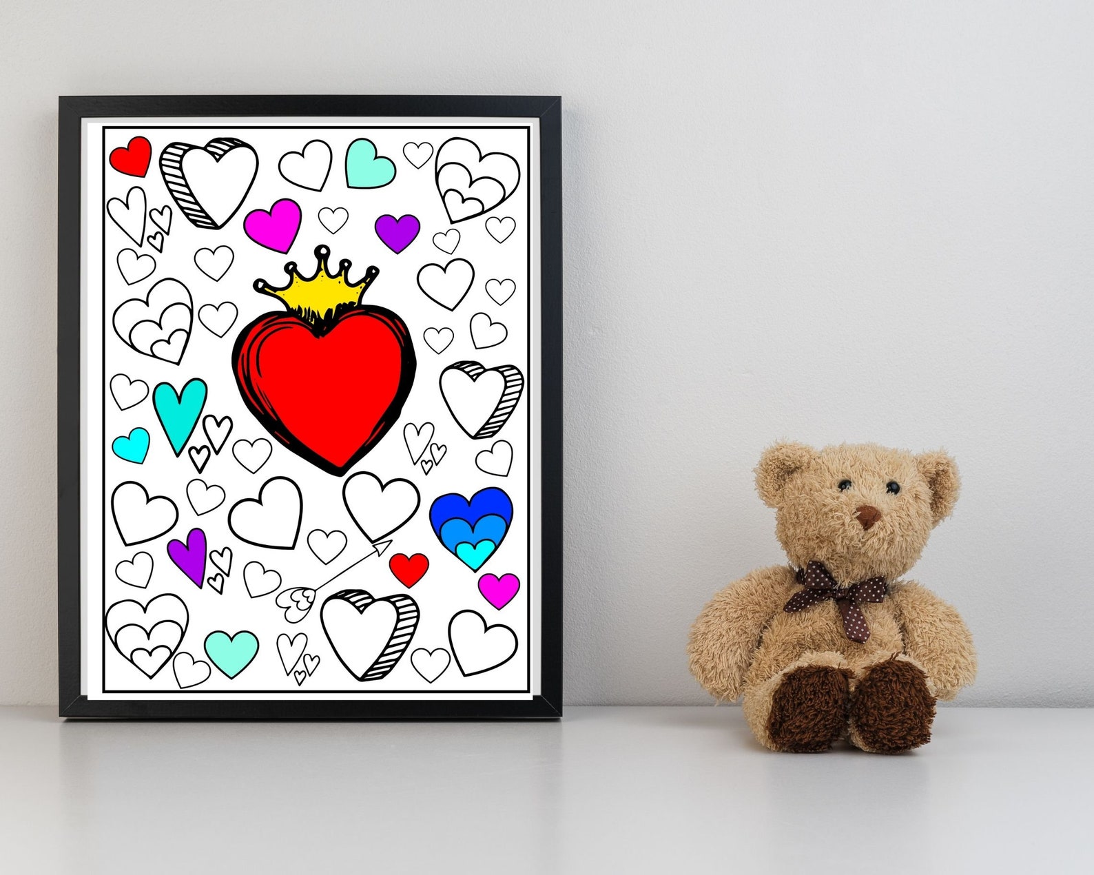 Valentine's Day Heart Coloring Page, Princess Coloring Page, Cute ...