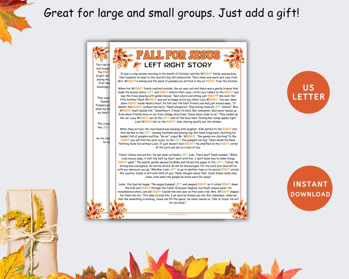 Fall for Jesus Left Right Game, Fall Bible Game, Sunday School Lesson ...