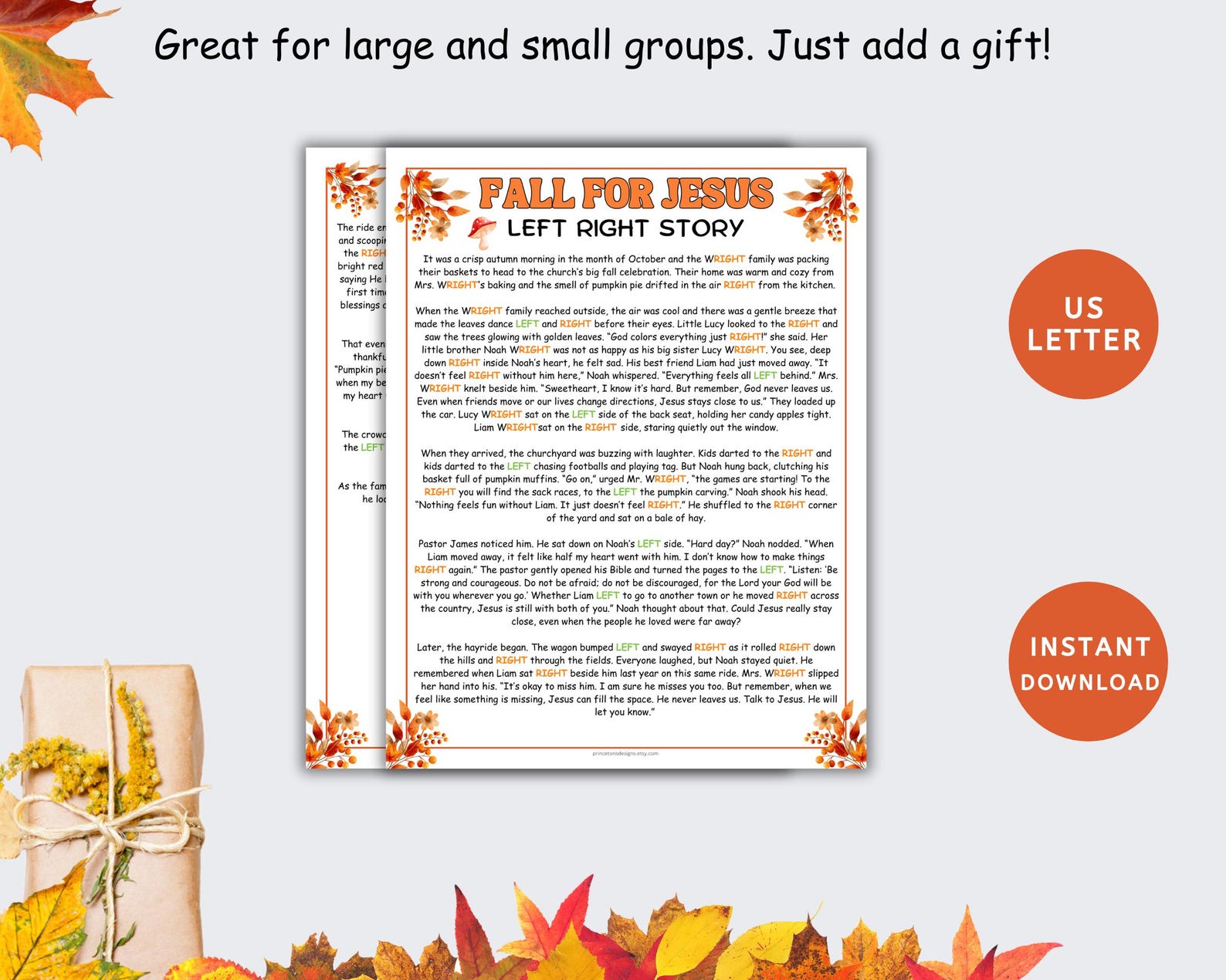 Fall for Jesus Left Right Game, Fall Bible Game, Sunday School Lesson ...