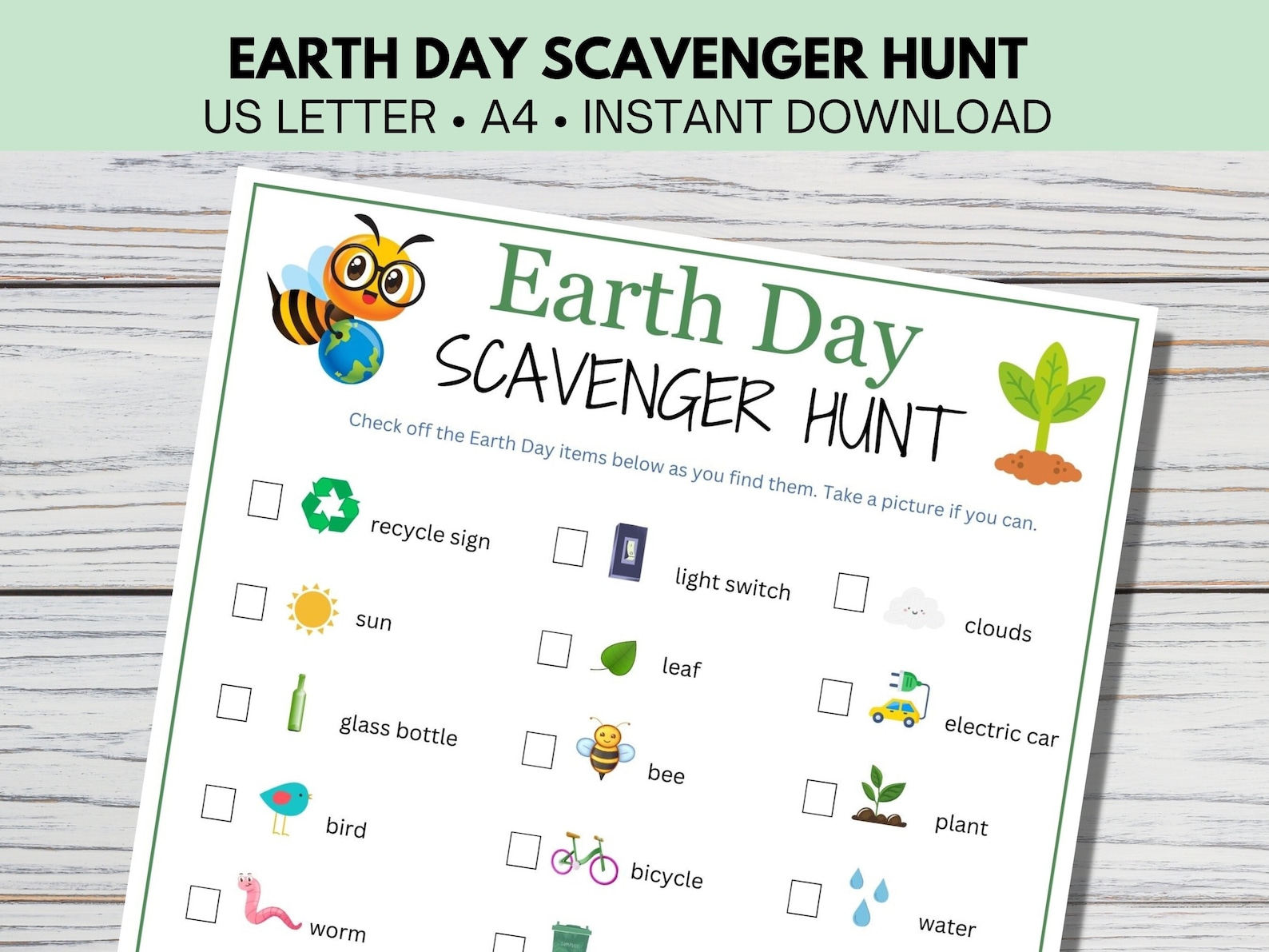Earth Day Scavenger Hunt, Earth Day Printable Activities, Environmental ...