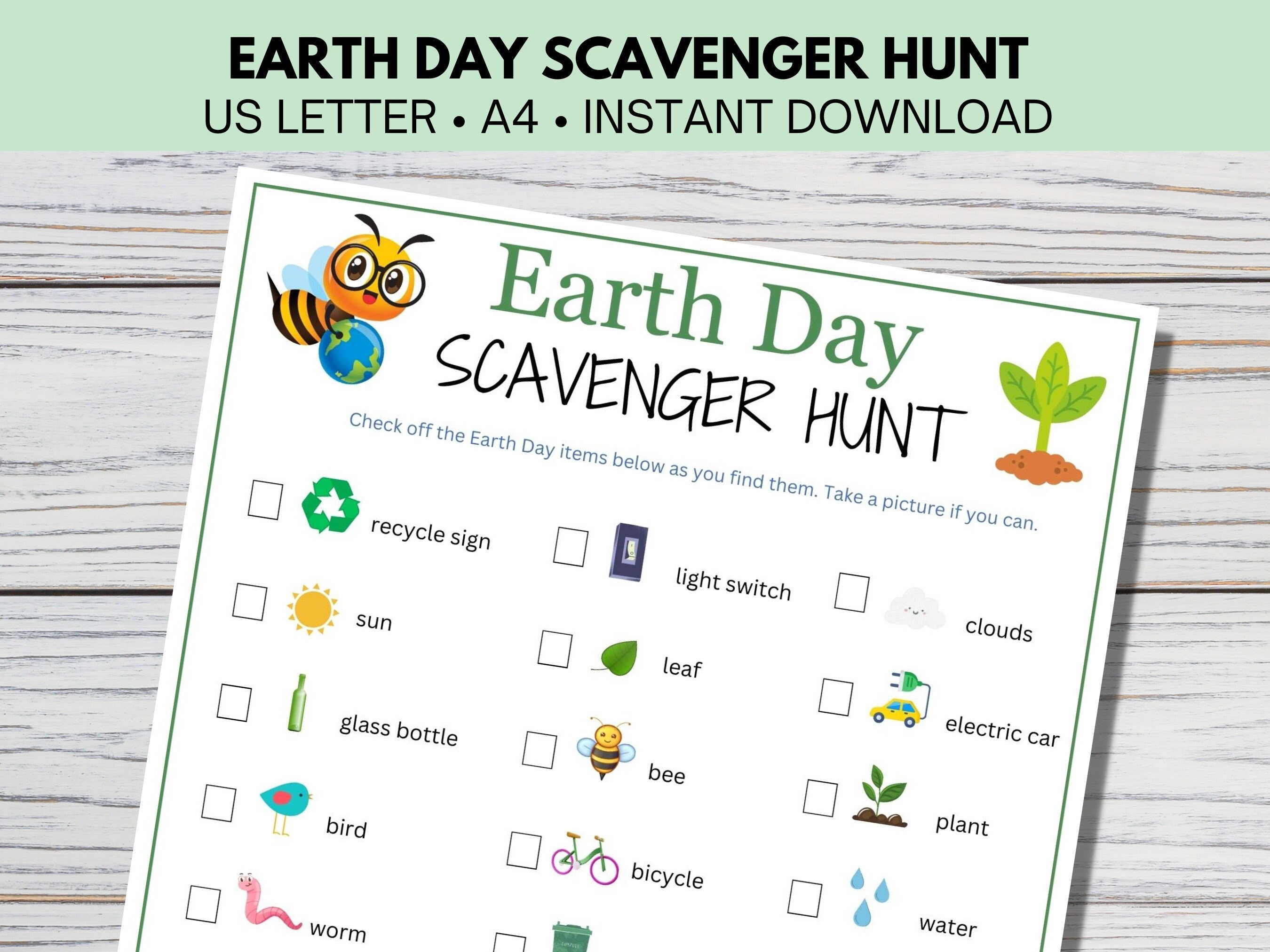 Earth Day Scavenger Hunt, Earth Day Printable Activities, Environmental ...