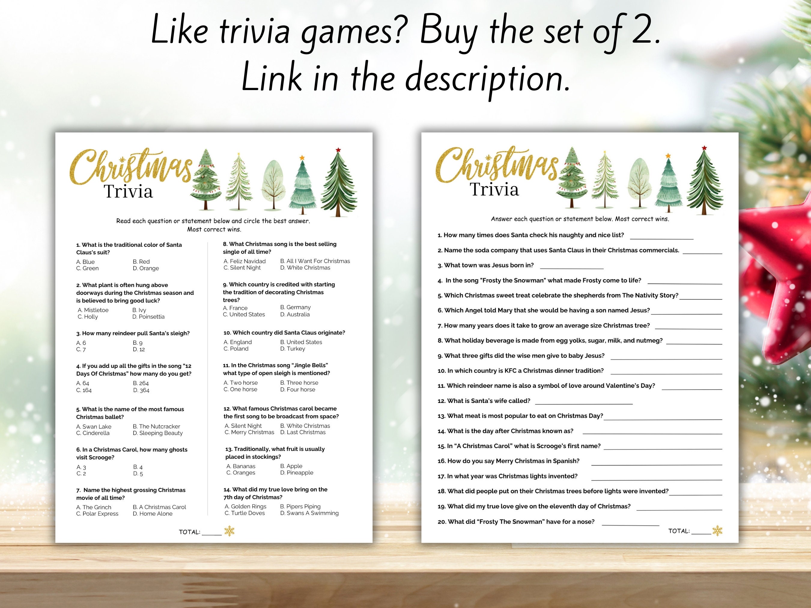 Christmas Trivia Game, Holiday Party Game, Christmas Games Printable ...