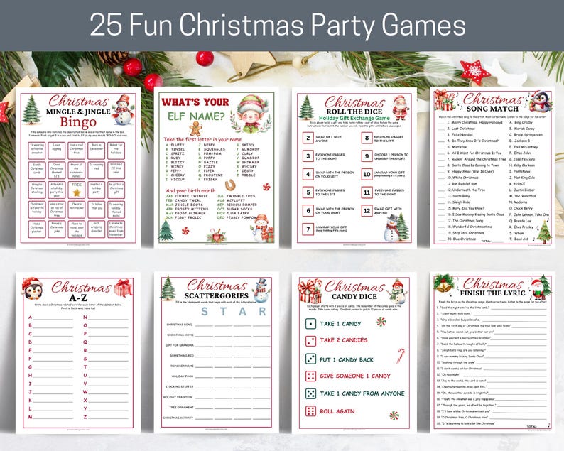 Christmas Game Bundle, Christmas Party Games Printable, Holiday Office ...