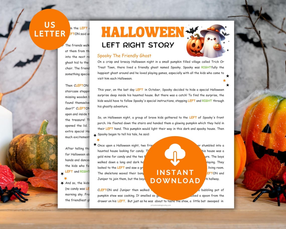 Left Right Halloween Game, Halloween Printable Game, Pass the Pumpkin ...