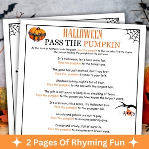 Pass the Pumpkin Halloween Printable Game, Fun Halloween Party Activity ...