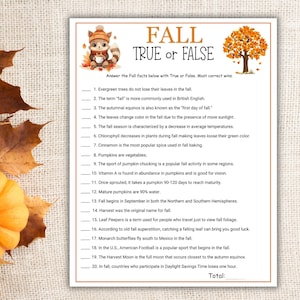 Fall Trivia Game, Printable Fall Trivia Games, Printable Autumn Games ...