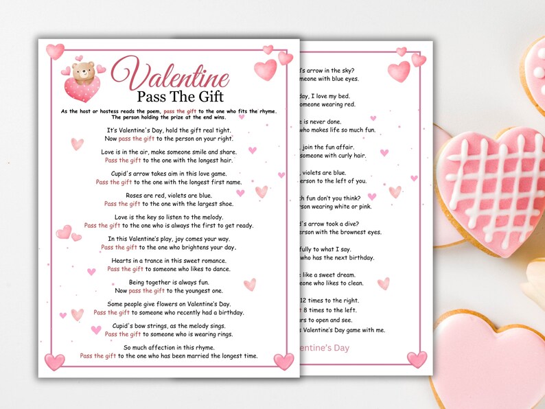 Valentine's Day Game Printable, Valentine Pass the Gift Game, Pass the ...