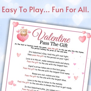 Valentine's Day Game Printable, Valentine Pass the Gift Game, Pass the ...