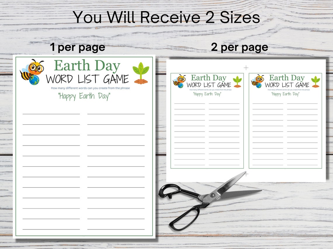Earth Day Word List Game Earth Day Printable Games Earth Day - Etsy