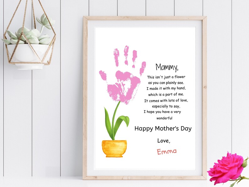 Mothers Day Handprint Craft Printable, Mothers Day Poem, Flower ...