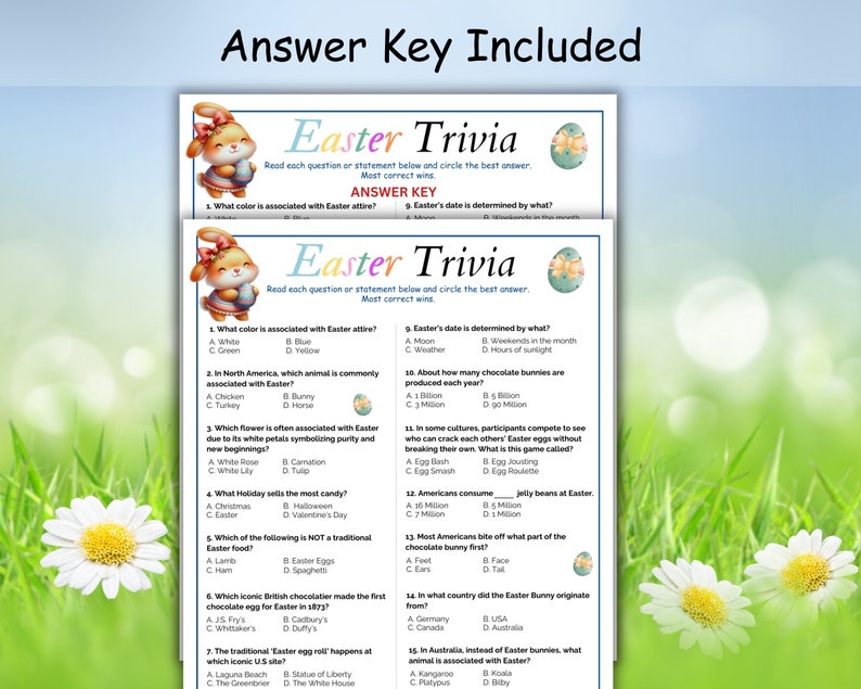 Easter Trivia Game, Easter Games Printable, Easter Party Games, Easter ...