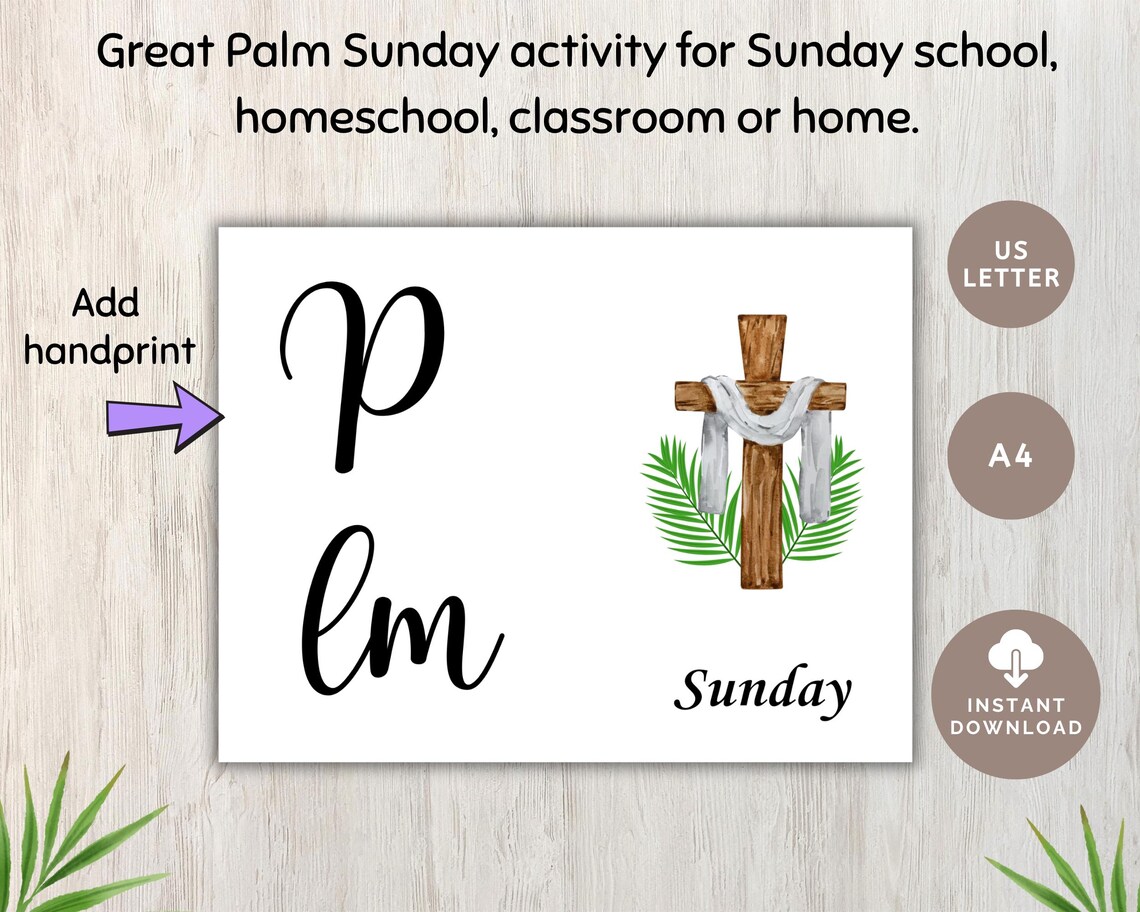 Palm Sunday Handprint Craft, Printable Easter Activity, Easter Story ...