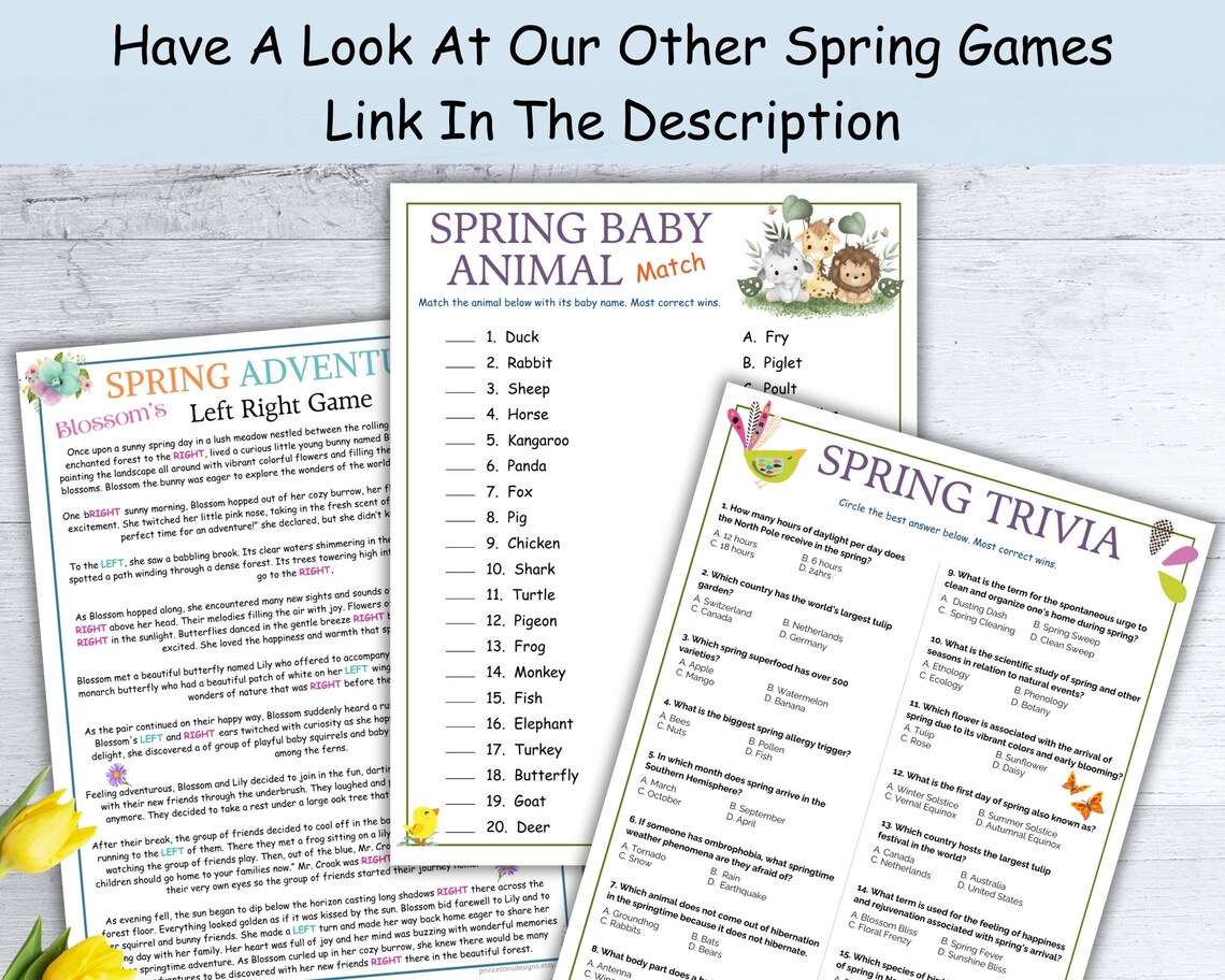 Spring Game Printable, Baby Animal Matching, Baby Animal Name, Spring ...