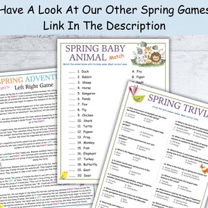 Spring Game Printable, Baby Animal Matching, Baby Animal Name, Spring ...