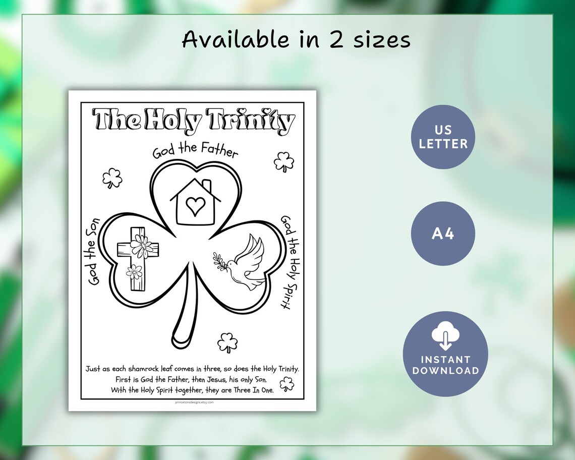 St. Patrick's Day Shamrock Trinity Coloring Page, Christian St Patricks ...