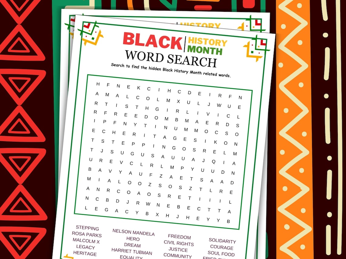 Black History Month Word Search Game, Black History Game, African ...