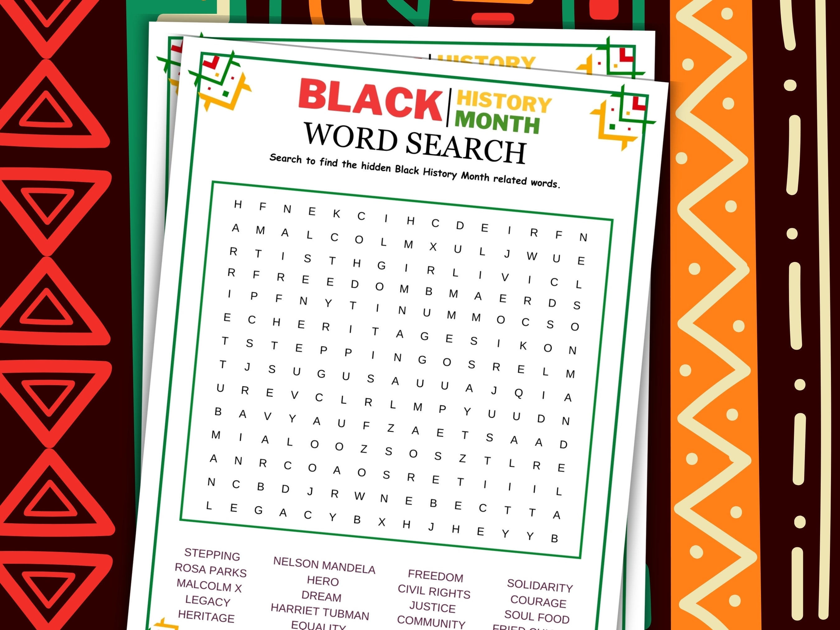 Black History Month Word Search Game, Black History Game, African ...