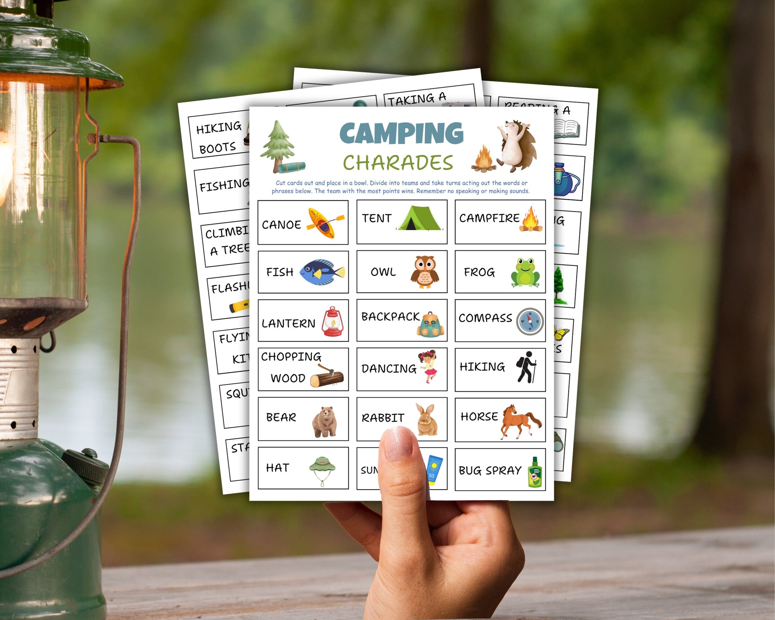 Camping Charades Camping Game, Printable Charades Camping Activities ...