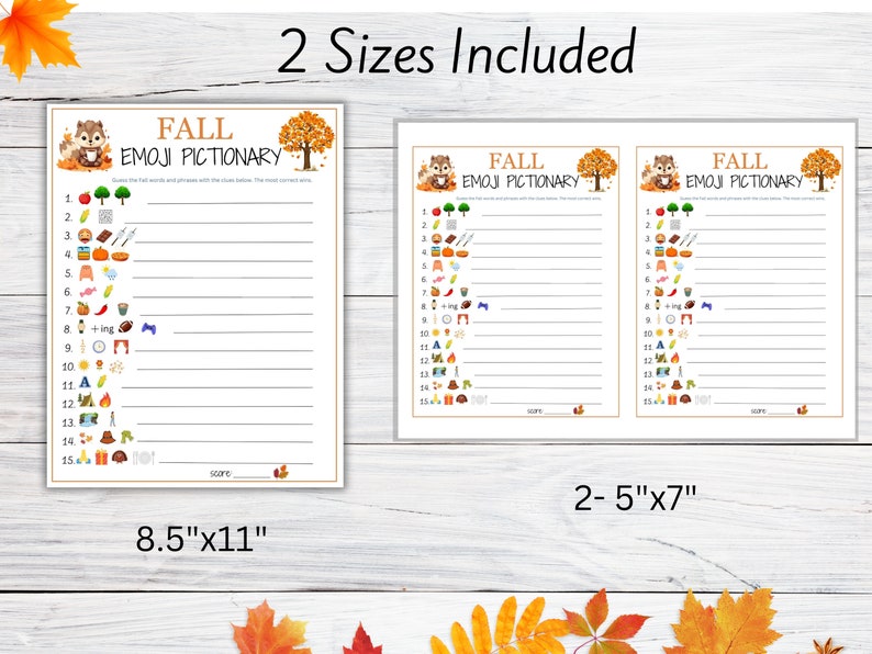 Fall Emoji Pictionary Game Fall Games Printable Autumn Emoji - Etsy