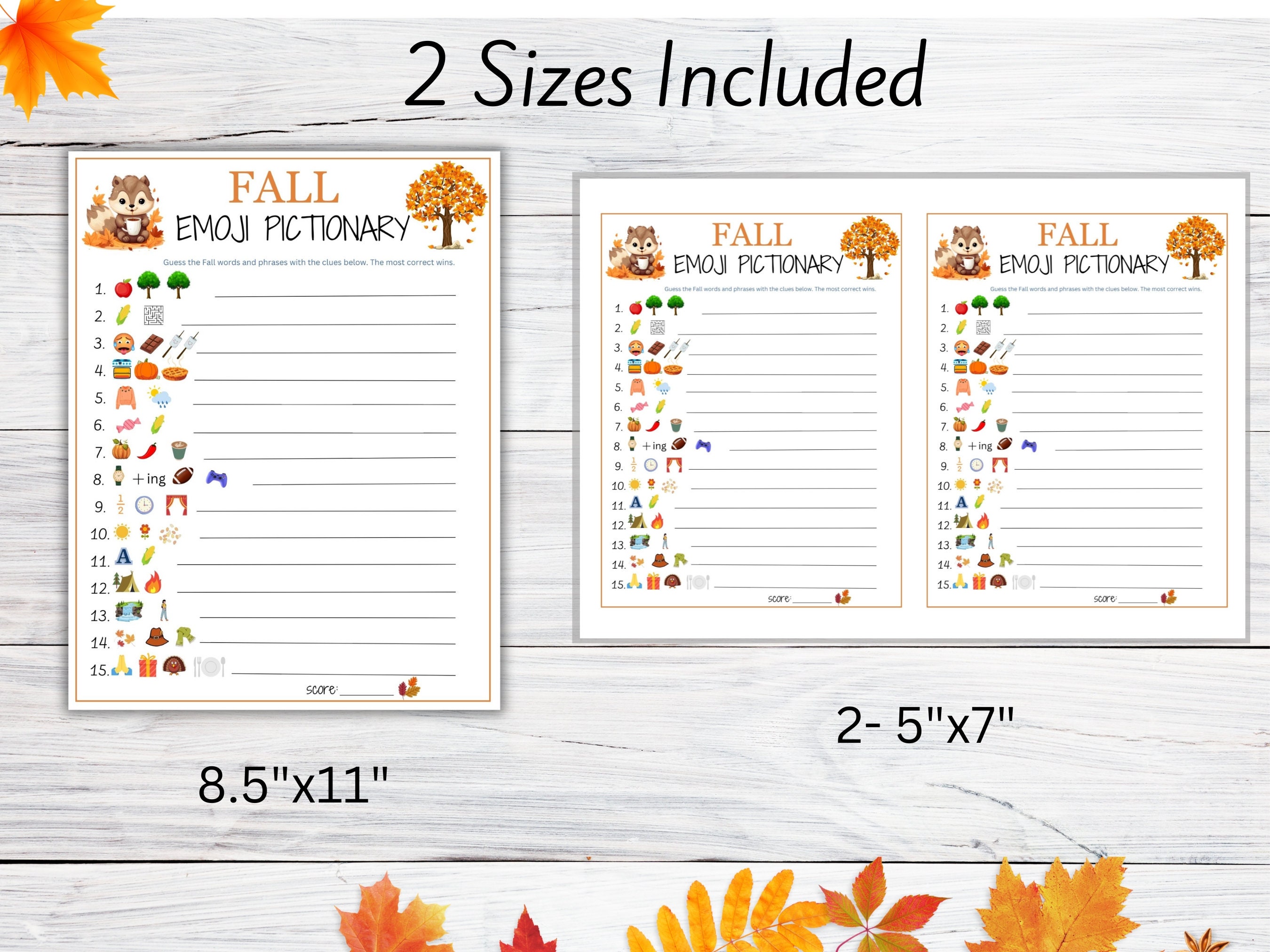Fall Emoji Pictionary Game, Fall Games Printable, Autumn Emoji ...