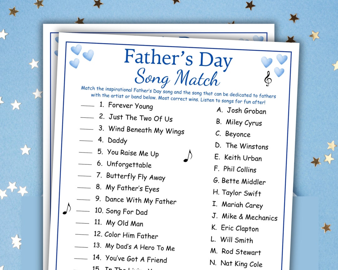 Fathers Day Games, Fathers Day Songs Match Game, Fathers Day Music ...