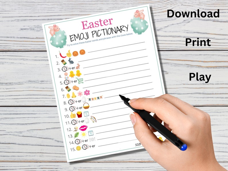 Easter Emoji Pictionary, Printable Easter Games, Easter Party Games ...