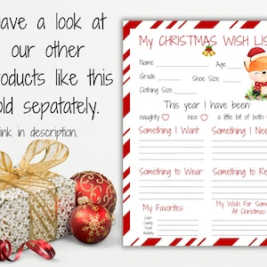 Dear Santa Letter, Letter to Santa Printable, Kids Letter to Santa ...