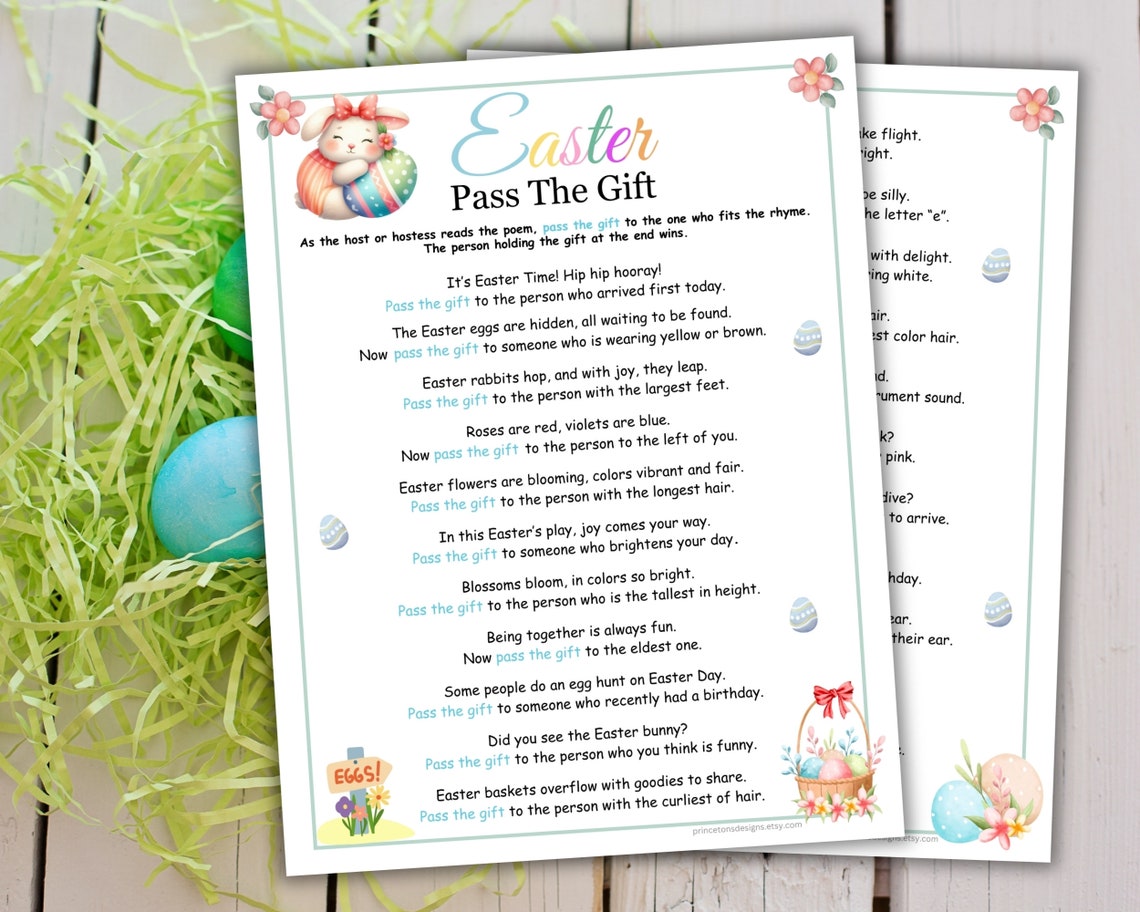 Easter Game, Pass the Gift Game, Easter Party Games, Printable Easter ...