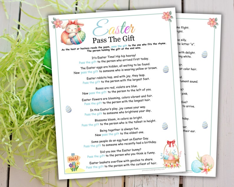 Easter Game, Pass the Gift Game, Easter Party Games, Printable Easter ...