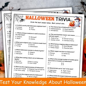 Halloween Trivia, Printable Halloween Game, Halloween Party Game ...