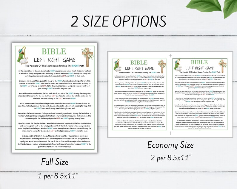 Parable of the Lost Sheep Pass the Gift Game, Bible Left Right Game ...