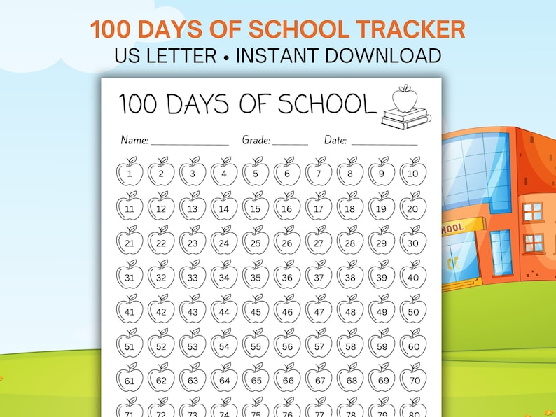 100 Days of School Printable Tracker, 100th Day of School Countdown ...