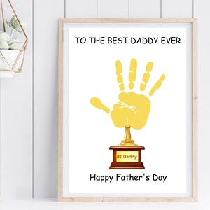 Father's Day Handprint Craft Printable Trophy Fathers Day Gift From ...