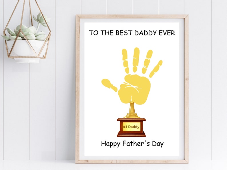 Father's Day Handprint Craft Printable Trophy Fathers Day Gift From ...