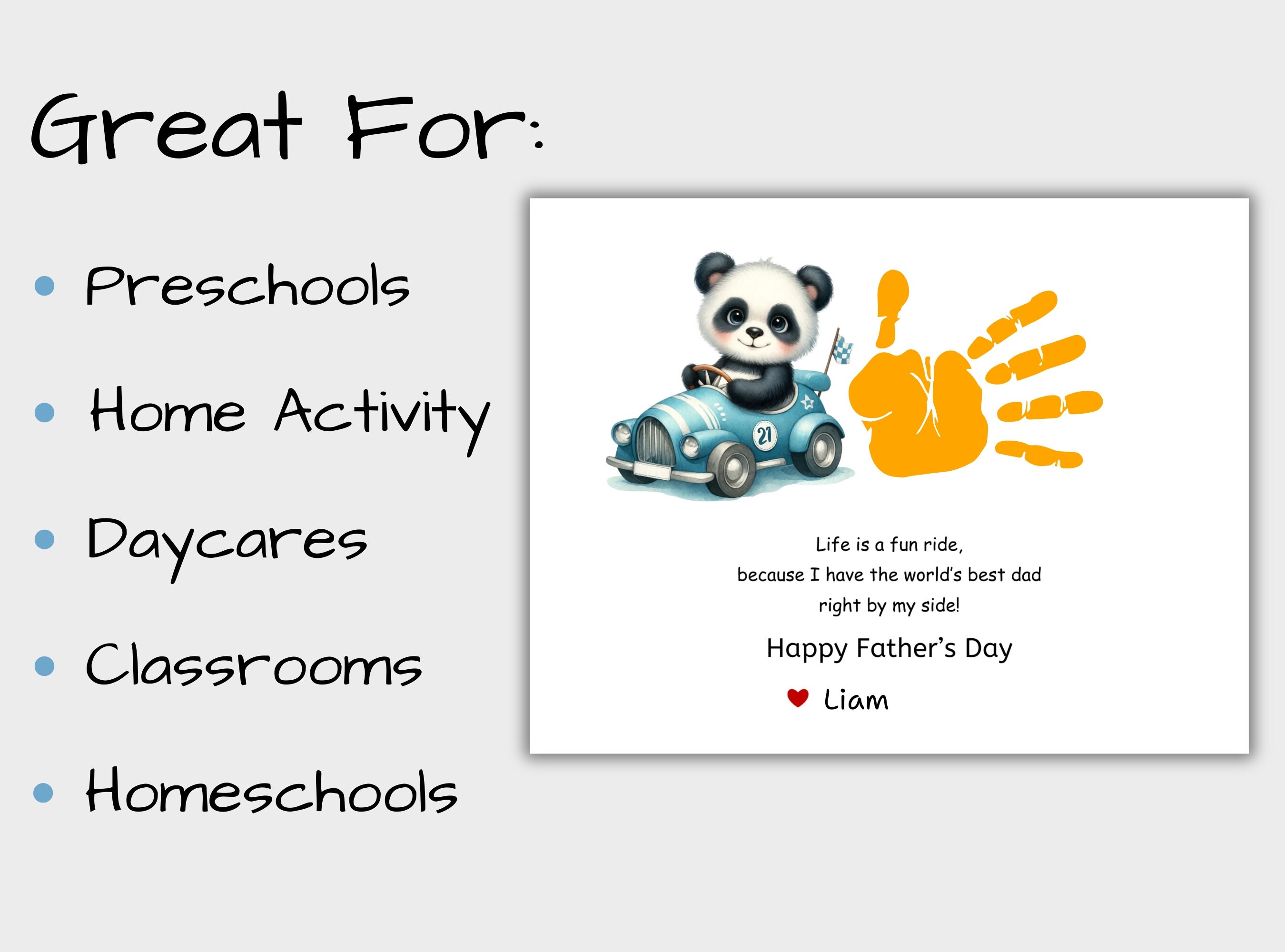 Fathers Day Race Car Handprint Art Craft, Personalized Gift for Dad ...