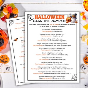 Pass the Pumpkin Halloween Game, Halloween Printable Game, Left Right ...