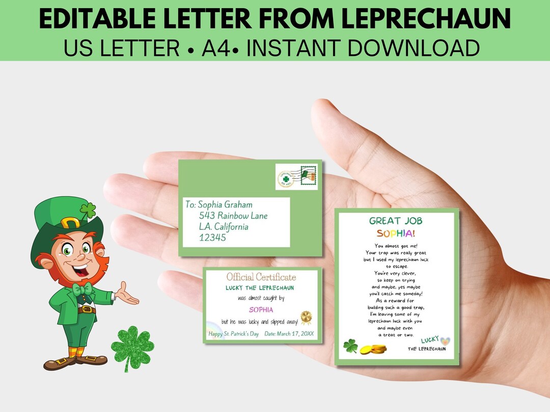 Letter From Leprechaun Trap Letter Editable Leprechaun Letter St ...