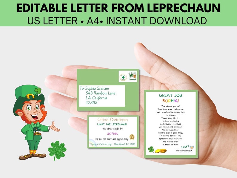 Letter From Leprechaun Trap Letter Editable Leprechaun Letter St ...