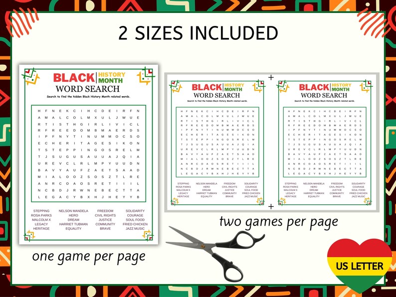 Black History Month Word Search Game, Black History Game, African ...