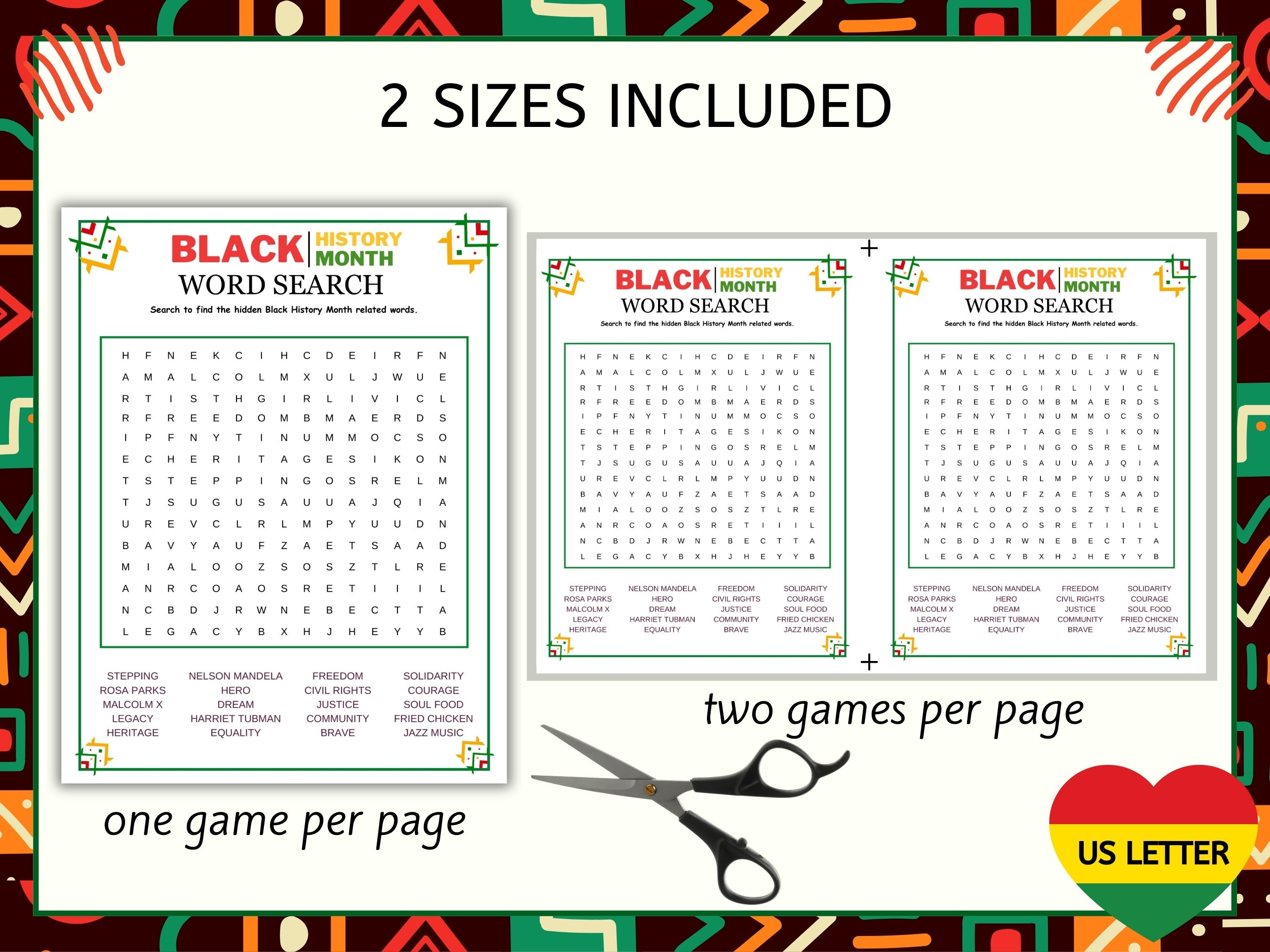 Black History Month Word Search Game, Black History Game, African ...