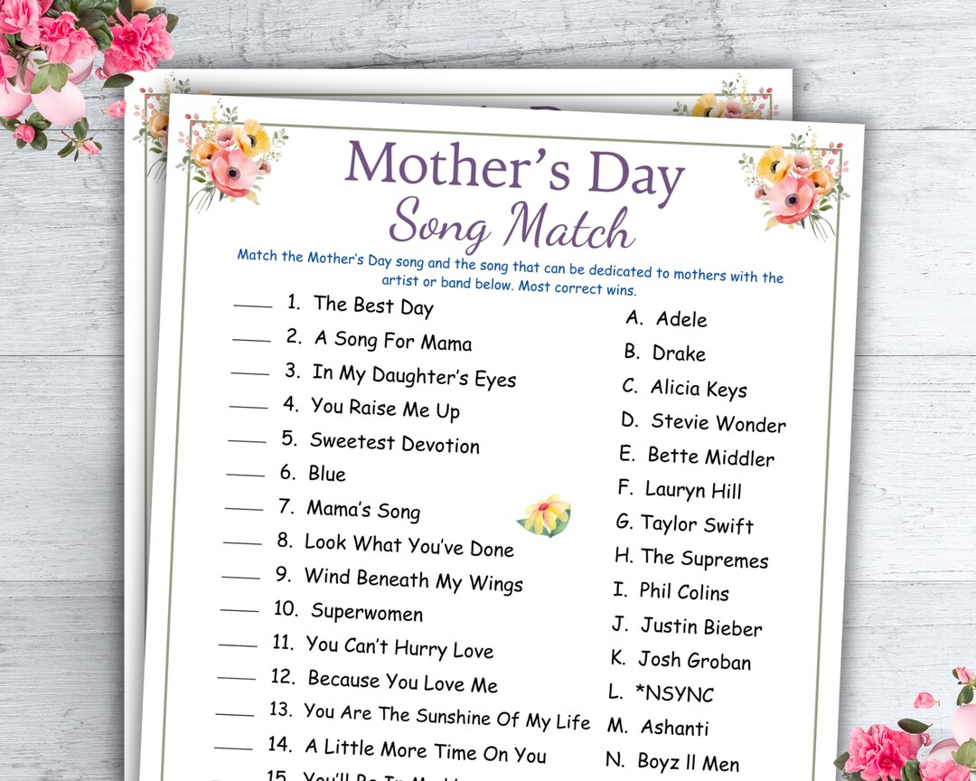 Mothers Day Activity, Mothers Day Song Match, Mothers Day Music Trivia ...