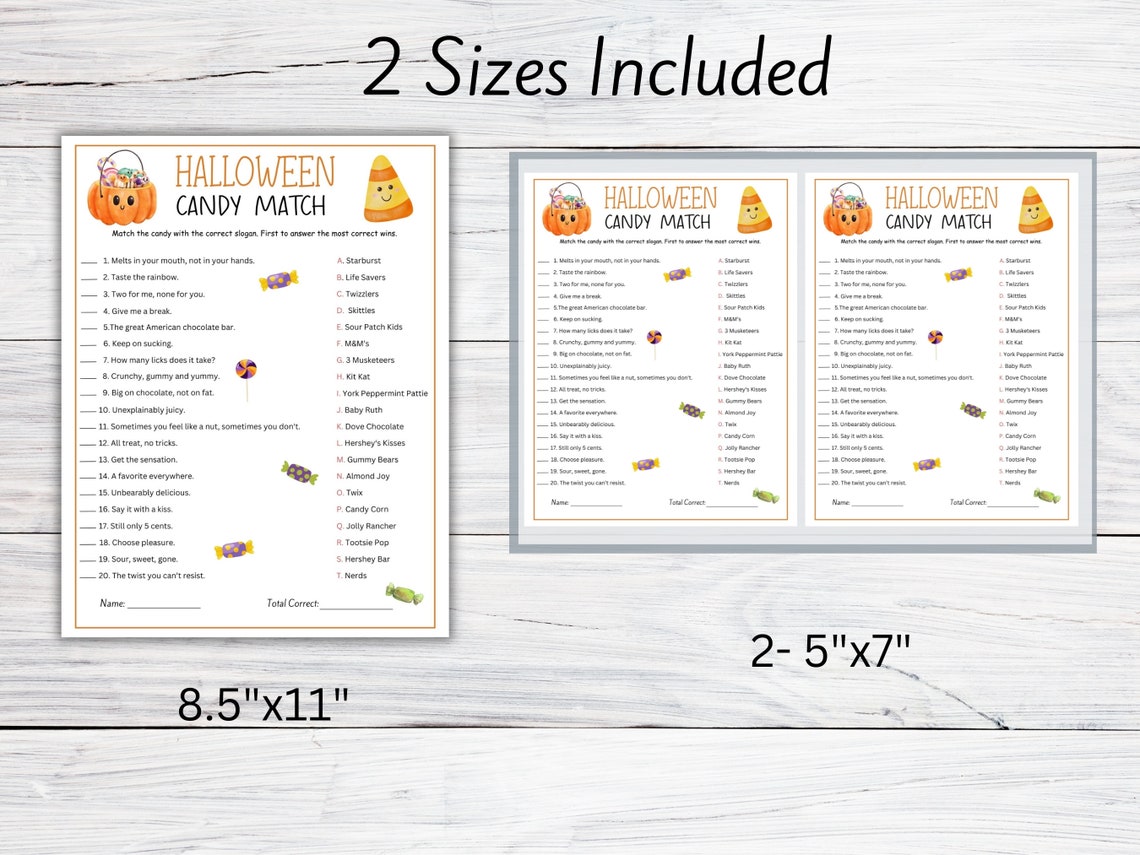 Halloween Candy Match Game, Halloween Trivia, Halloween Party Games ...