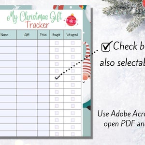 Christmas Gift Tracker Printable Christmas Gift List Printable Holiday ...