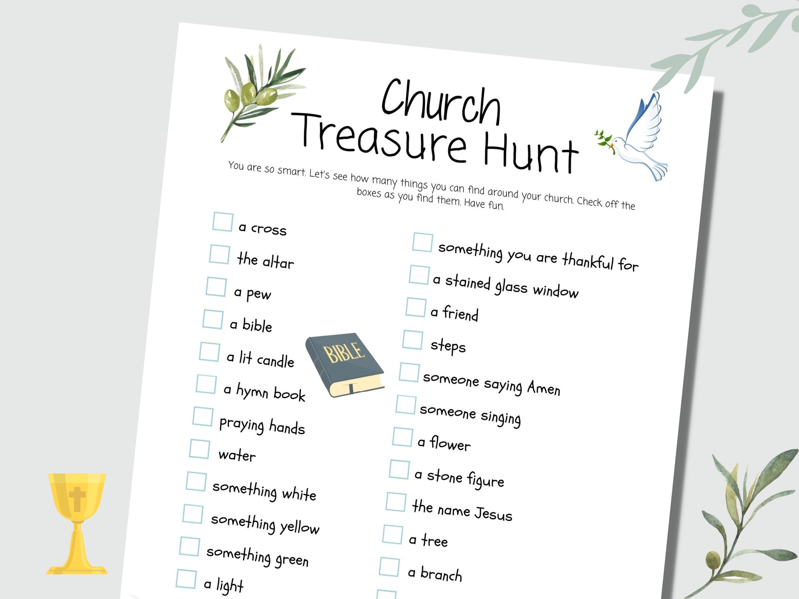 Church Treasure Hunt for Kids, Church Scavenger Hunt, I Spy Game ...