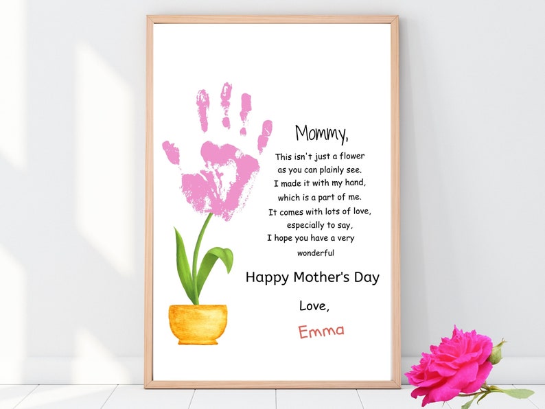 Mothers Day Handprint Craft Printable, Mothers Day Poem, Flower ...