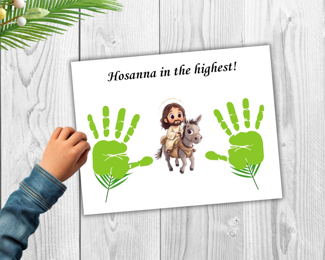 Holy Week Activity, Palm Sunday Handprint Craft, Printable Easter ...