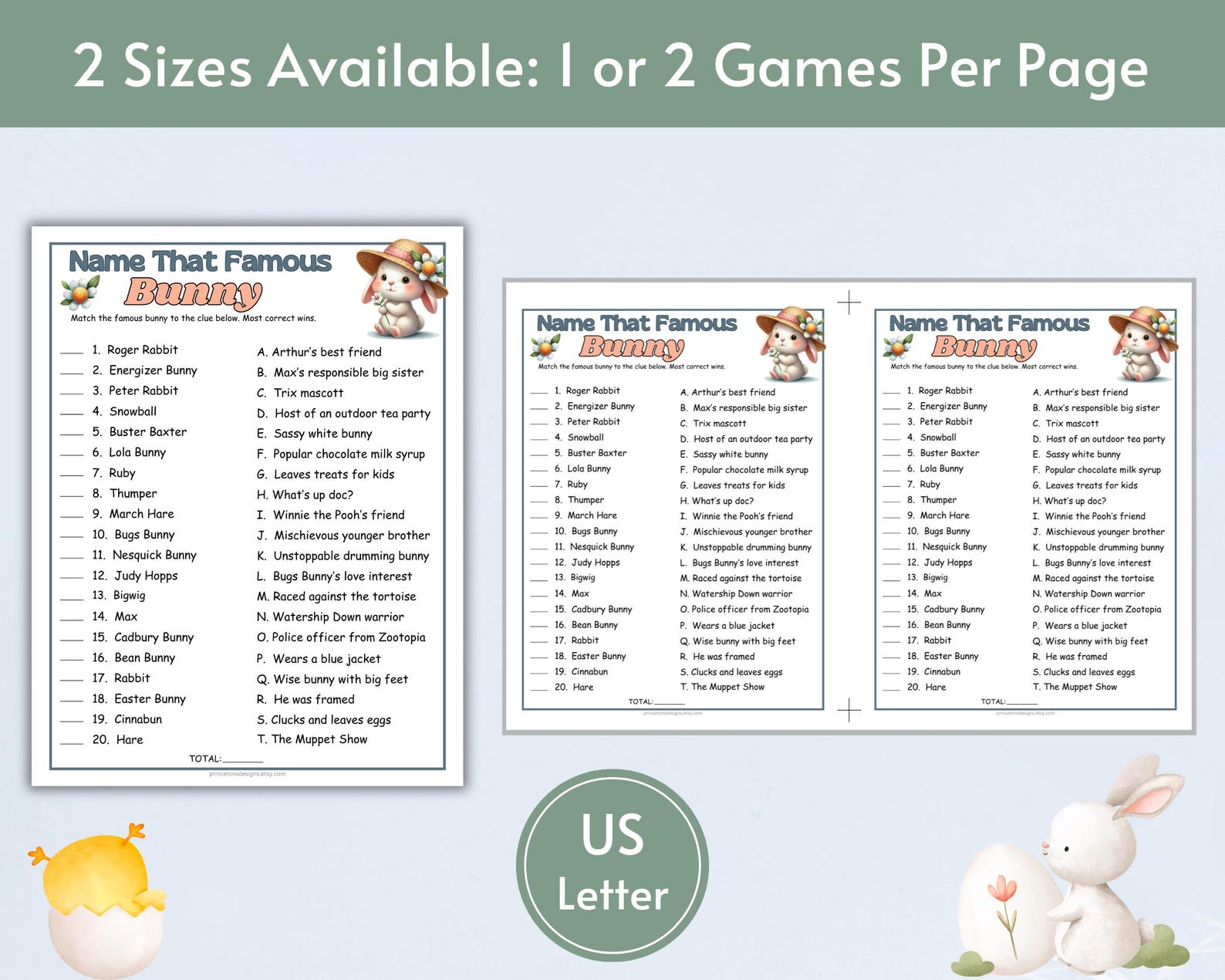 Easter Trivia Name That Bunny Game, Printable Easter Activity, Easter ...