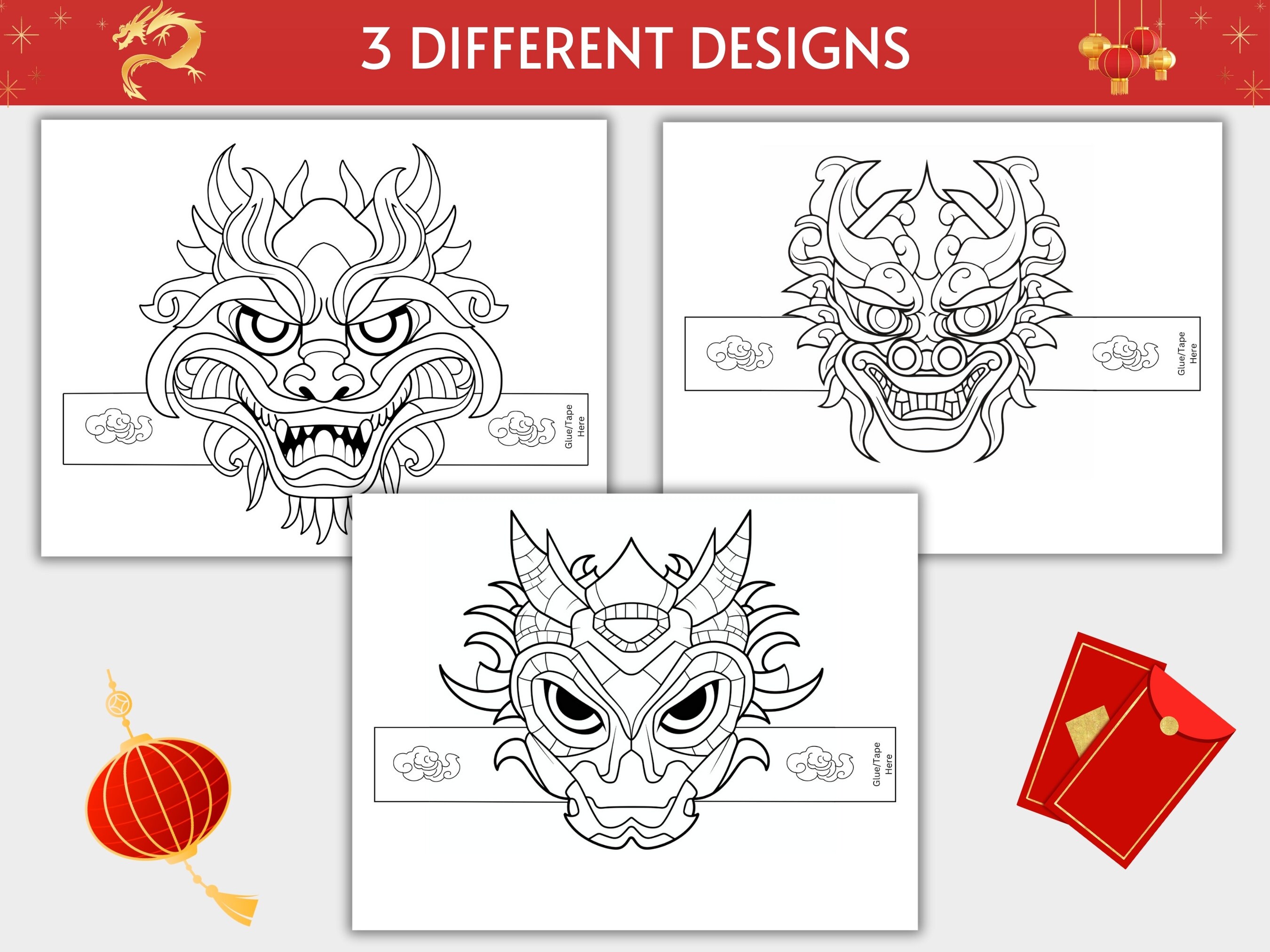 Year of the Dragon Paper Crown Craft Bundle, Lunar New Year 2024 ...